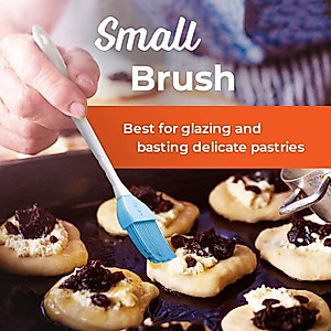 M KITCHEN WORLD Silicone Pastry Brush for Cooking 2 Pieces - Rubber Basting Brush with Grid, Kitchen Brushes Utensils for Food Sauce Butter Oil BBQ Spreading - Blue