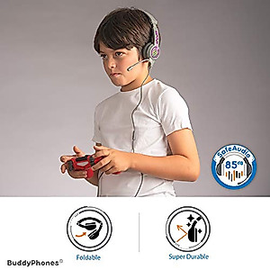 ONANOFF Galaxy, Volume-Safe Kids School and Gaming Headset with Microphone, Perfect for PS4, Xbox One, Nintendo Switch, or Computer, Grey