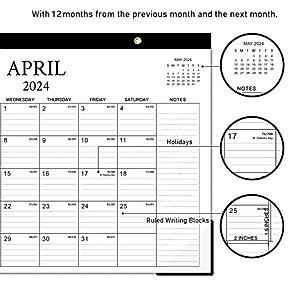 Desk Calendar 2023-2024 - 18 Months Large Desk Calendar from July 2023 - December 2024, 16.8" x 12", 2023-2024 Desk Calendar with 2 Corner Protectors, Ruled Blocks for Daily Organizing