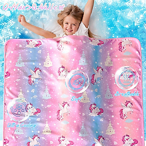 UOMNY Cooling Blanket for Hot Sleepers,Cooling Blanket for Kids, Blanket Unicorn Castle Toys Gift for Girls,Q-Max>0.4 Arc-Chill Cooling Fibe, Summer Cool Blanket,50"x60"