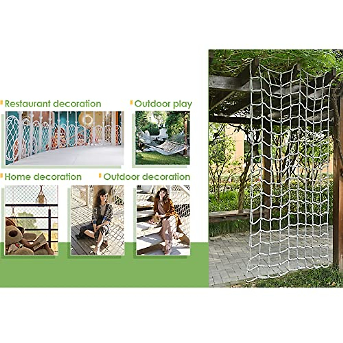 Outdoor Kids Playground Play Safety net, Garden Climbing Frame net, Backyard Climbing Rope Ladder, Balcony Railing Stair Protection net, Universal Heavy Duty Truck Cargo net(Size:1m*1m)