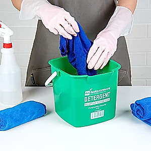 RW Clean 6 Quart Cleaning Buckets, 10 Detergent Square Buckets - With Measurements, Built-In Spout And Handle, Green Plastic Utility Buckets, For Home Or Commercial Use, - Restaurantware