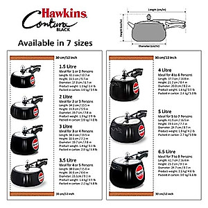 Hawkins CB15 Hard Anodised Pressure Cooker, 1.5-Liter, Contura Black