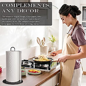 Black Paper Towel Holder Countertop,Kitchen Paper Towel Stand Holder for Standard and Large Size Rolls