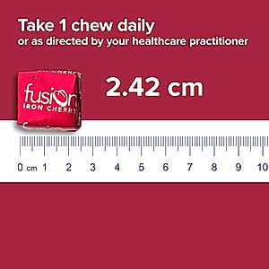 Fusion Lifestyle Iron Supplement for Women and Men, Cherry Flavored Iron Soft Chew Plus Vitamin C for Iron Deficiency and Anemia, 2 Month Supply, 60 Count