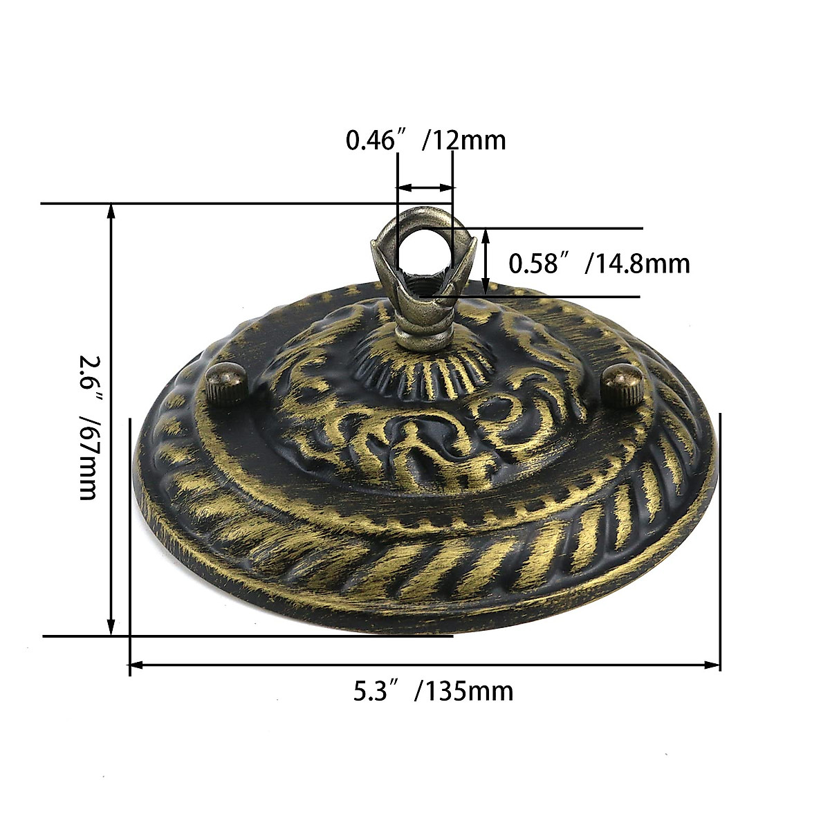 Tighall Ceiling Lighting Plate Lamp Base Ceiling Light Cover Pendant Light Plate with Embossed Pattern Chandelier Accessories with Screw(Vintage Gold)