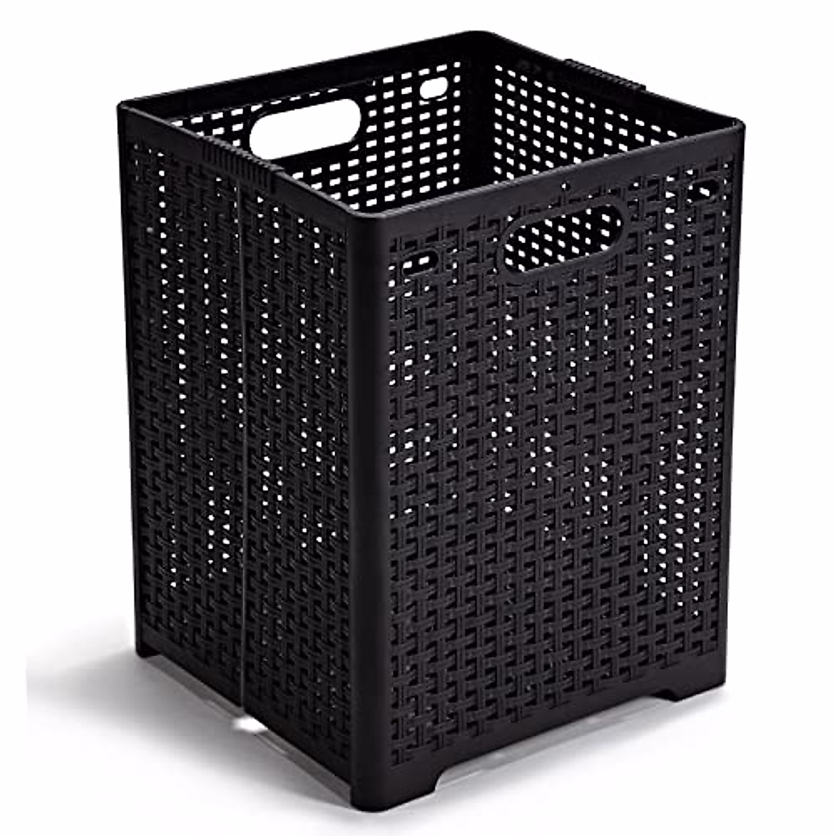 Eslite 42L Collapsible Plastic Laundry Baskets,Foldable Laundry Hamper,Pack of 2 (Black)