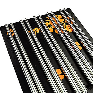Rbenxia Metal Steel Chopstick Stainless Steel Spiral Chopsticks 8.8 Inches Long Lightweight Chopstick Set Reusable Classic Style for Kitchen Dinner 5 Pairs Silver