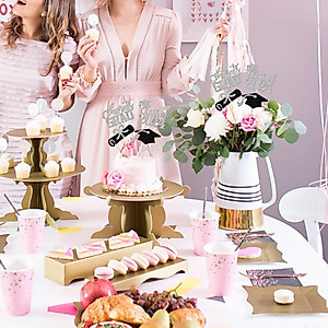 12 PCS 2024 Graduation Centerpiece Sticks Assembled Class of 2024 Congrats Grad Cake Toppers Diploma Graduation Cap Table Flower Centerpiece Sticks for 2024 Graduation Theme Party Supplies Silver
