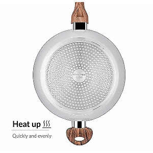 Phantom Chef 11" Deep Frypan 5 Qt Wok | Aluminum Body Non-Stick Ceramic Coating | With Soft Touch Stay Cool Handle | Dishwasher Safe | Non-Toxic PFOA & PTFE Free (Navy)