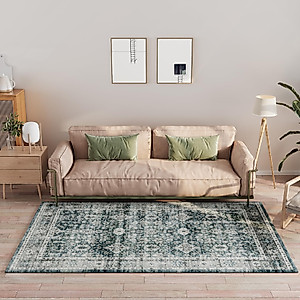 koorlian Washable Rugs 4x6 Distressed Vintage Boho Rug,Distressed Vintage Boho Rug Floor Carpet Bedroom Dining Room Office