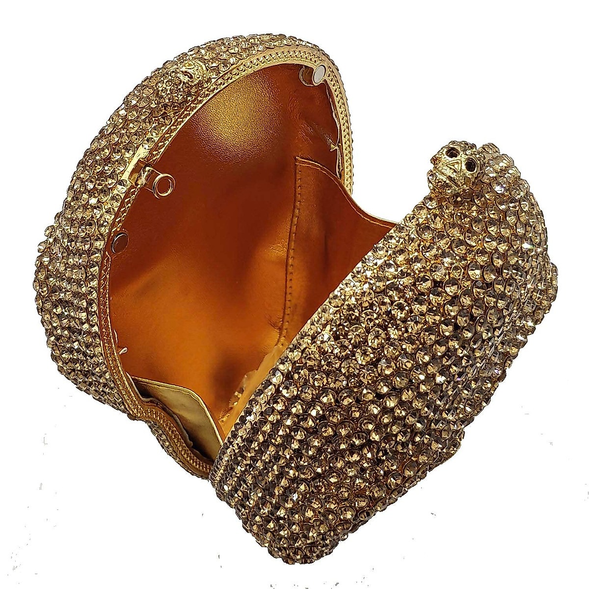 Boutique De FGG Golden Skull Crystal Clutch Purse Women Rhinestone Evening Handbags Party Prom Halloween Clutch Bag, Mini