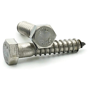 Stainless Steel 316 Lag Screws Hex Head Lag Bolts 1/4" x 3" Qty 25