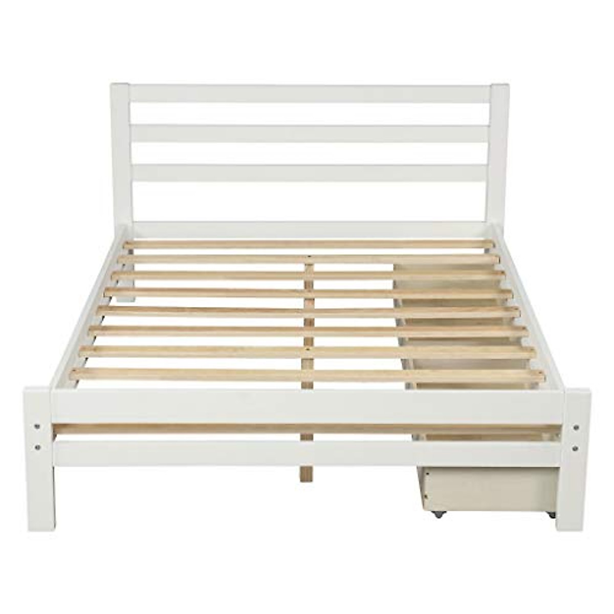 Harper & Bright Designs Full Bed Frame with Drawers, Kids Platform Full Bed with Storage, Solid Wood, No Box Spring Needed (White,Full)