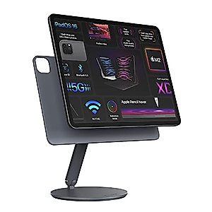 LULULOOK Magnetic iPad Stand for iPad Air 13-inch M2 (2024), 360° Rotating Aluminum Alloy Tablet Stand for Desk Foldable iPad Holder for iPad Pro 12.9'' 6th/5th/4th/3rd