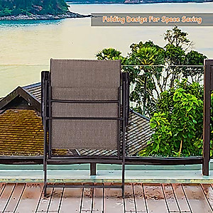 GOFLAME Patio Chairs Folding Sling Back Chairs, Portable Furniture Chairs Indoor Outdoor for Camping Garden Pool Beach, Set of 2