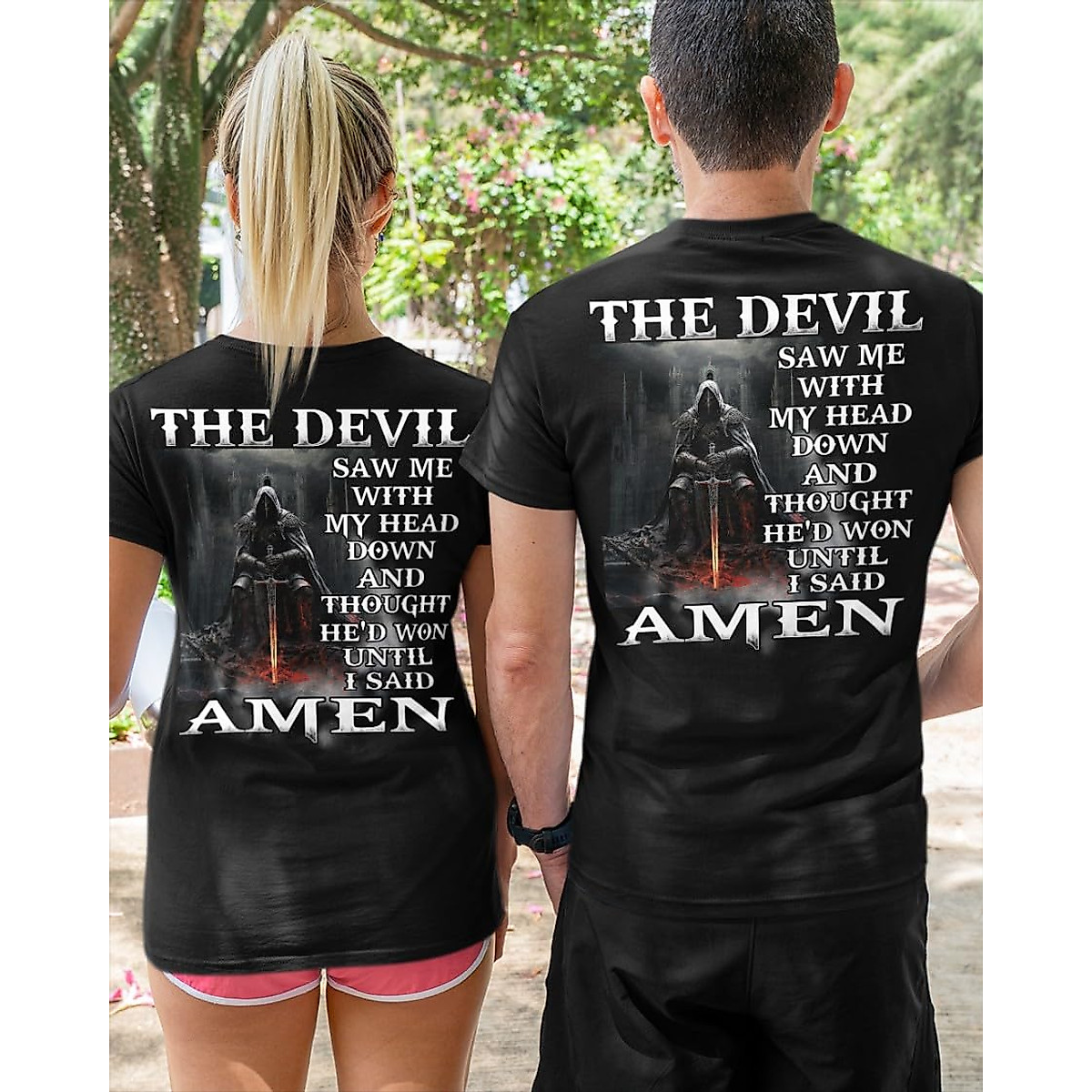 ATMTEE The Devil Saw Me with My Head Down T-Shirt, Christian T-Shirts, Christian Men T Shirts, Black T-Shirt for Christian (as1, Alpha, x_l, Regular, Regular, Black)