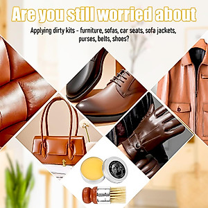 Furniture Salve for Leather, Original Leathers Recoloring Balm Wood Cleaner with Boar Bristle Brush Kit, 4oz Couch Paint Scratch Repair Conditioner Remover for Shoe Polish Couches Leathers Cleaning…