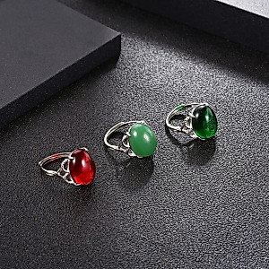 DALEGEM Natural Agate Onyx Crystal Ring for Women,Platinum Plated Real Genuine Quartz Gemstone Stone Ring (Stone_A, Adjustable)