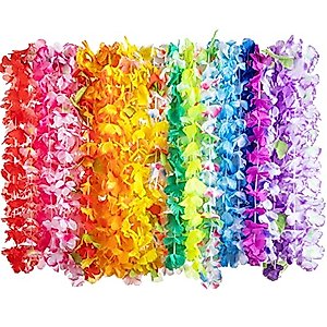 Joyin Toy 36 Counts Hawaiian Leis Bulk, Tropical Flower Lei Hawaiian Lei Beach Hawaii Luau Party Favors Decoration Birthday Party Supplies(3 Dozen)