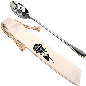 THREE HUMAN Coffee Makes Me Poop Funny Engraved Spoon, Unique Gift For Coffee Lover, Grandpa, Grandma, Mother, Father, Thanksgiving, Christmas Gifts