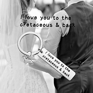 MYOSPARK Dinosaur Keychain I love You To The Cretaceous Back For Couple Dinosaur Lover (Dinosaur Keychain)