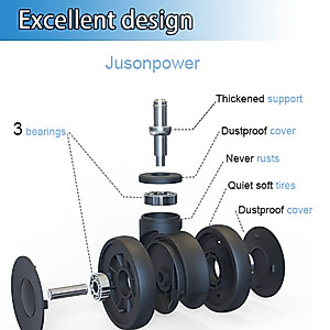 Office Chair Wheels Replacement 3 inch Rubber Caster Wheels for Hardwood Floor Replace Office Chair Mats,Desk Chair Casters for Gaming Chairs Heavy Duty Chair Wheels, Set of 5
