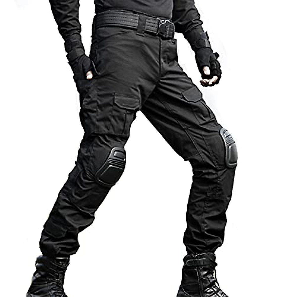 JOYASUS Mans Tactical Pants, Combat BDU Black Pants with Knee Pads for Men Hunting Airsoft Paintball