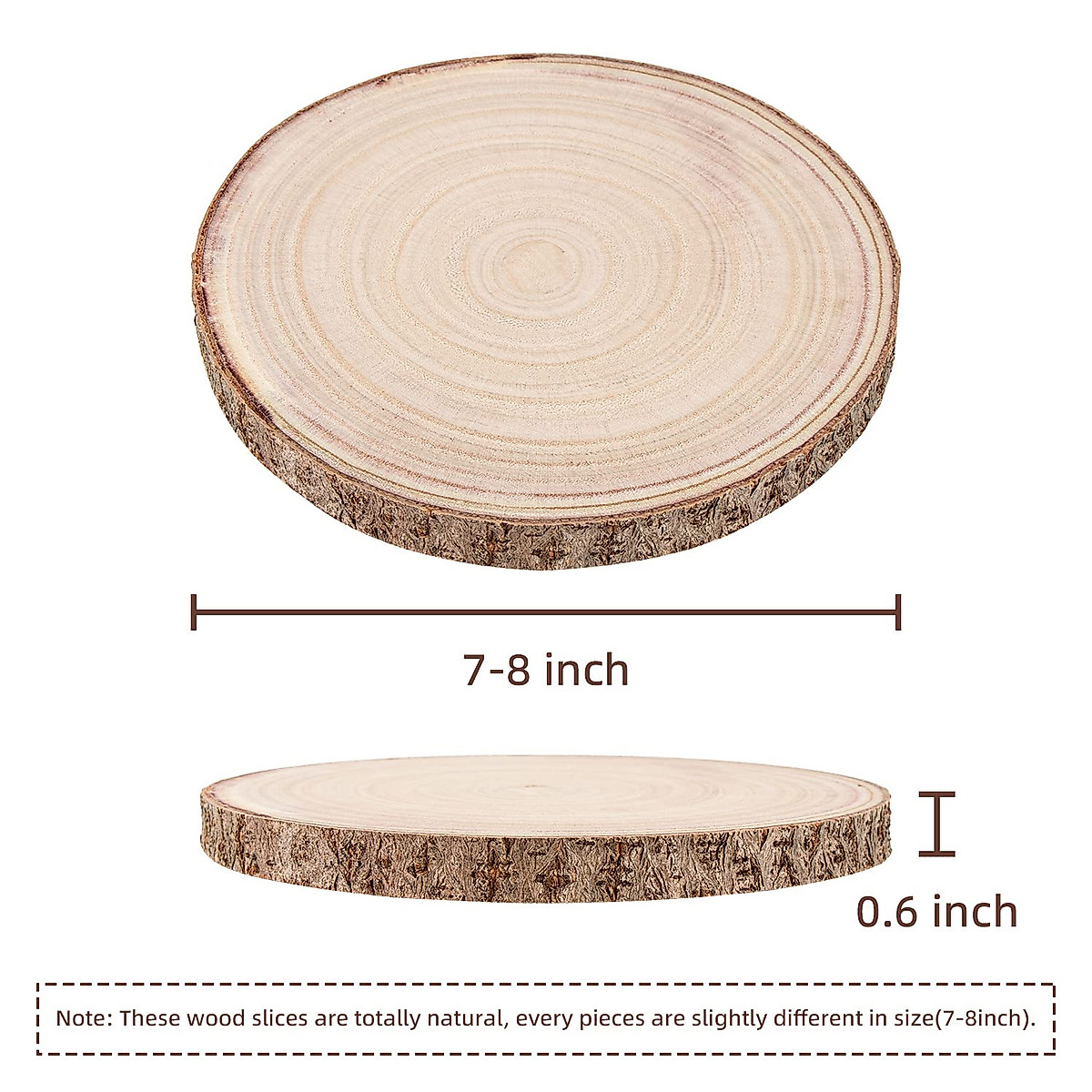 Maputune 8 Pcs 7-8 inches Large Unfinished Wood Slices for Centerpieces, Natural Rustic Wooden Plate for DIY Craft, Round Wood Chips for Table Signage Painting Wedding Party Christmas Decor