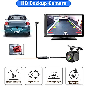 PASLDA Portable Newest Wireless Apple CarPlay and Android Auto Screen for Car, 7" HD Touch Screen Car Stereo with Mirror Link, Bluetooth 5.2, Backup Camera, AUX,FM Transmitter for All Vehicles