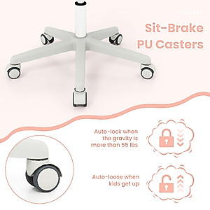 Costzon Kids Desk Chair, Height Adjustable Children Study Computer Chair with Armrests, Sit-Brake Casters, Swivel Mesh Task Chair for Boys Girls Teens Students, Kids Chair for Home, Office, School
