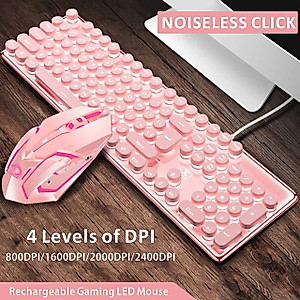Uciefy X96 Wireless Gaming Mouse, Rechargeable Silent Mouse 4 Breathing Led Light Optical Mice with Nano USB Receiver, 2400 DPI High Precision Laser for Computer/Laptop/Mac/PC (Pink)