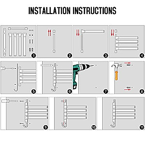 KLDKLD Swivel Towel Rack,Wall Mounted Towel Bar for Bathroom,4-Arms Towel Rack with Hook, Space Saving Towel Holder for Bathroom