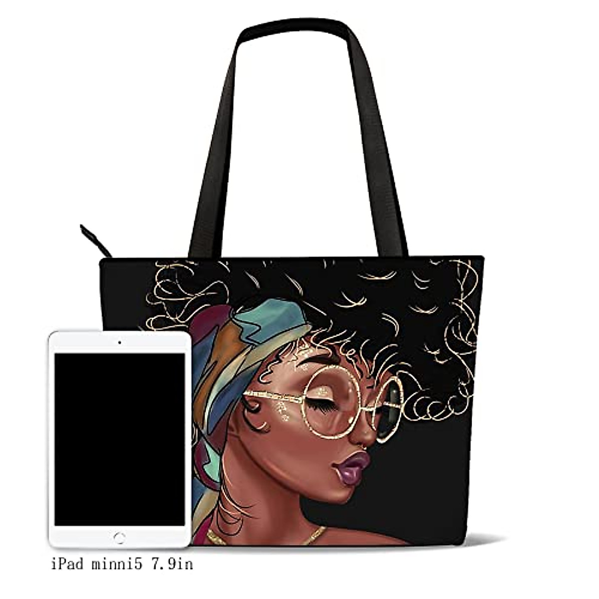 Women Tote Bag Shoulder Handbag African American Melanin Poppin Oxford Large Capacity Work Fit