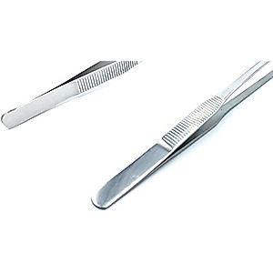 FRUTA Long Reptiles Feeding Tongs Stainless Steel Straight and Curved Tweezers Set Polished Aquarium Tweezers Feeding Tools for Reptiles Lizards Bearded Dragon Gecko Snake Bird Aquatic Plants- Silver