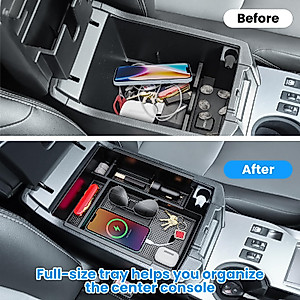 DIAMOOKY Upgraded 2PCS Center Console Organizer Compatible with Toyota 4Runner 2024 2023 2022 2021 2020 2019-2010 Gear Shift Organizer Tray Armrest Storage Box 5th Gen 4 Runner Interior Accessories