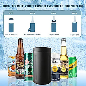 Aokpsrt Insulated 12oz Can Cooler 4 in 1 Slim Beer Can Cooler Double-walled Stainless Steel Beer Holder Suitable for Slim & Short Cans,Beer Bottles & As Drink Cup