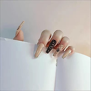 Daffodil Press on Nails Long with Designs False Fake Nails Coffin Artificial Acrylonitrile Butadiene Styrene Nails for Woman stick on Nails with Jelly Glue on Static Nails.