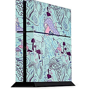 Skinit Decal Gaming Skin Compatible with PS4 Console - Officially Licensed Disney Alice in Wonderland (Animated) Mushrooms Print Pattern Design