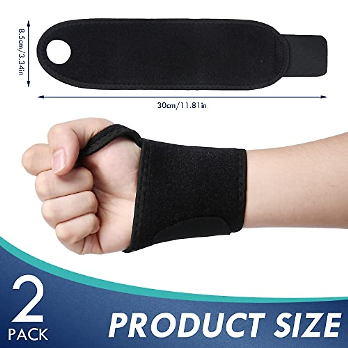 YOGINGO 2 Pack Wrist Brace for Right&Left Hand - Wrist Wraps for Men&Women - Adjustable Wrist Band for Sports Protecting/Tendonitis Pain Relief/Injury Recovery/Daily Work,Carpal Tunnel Wrist Brace