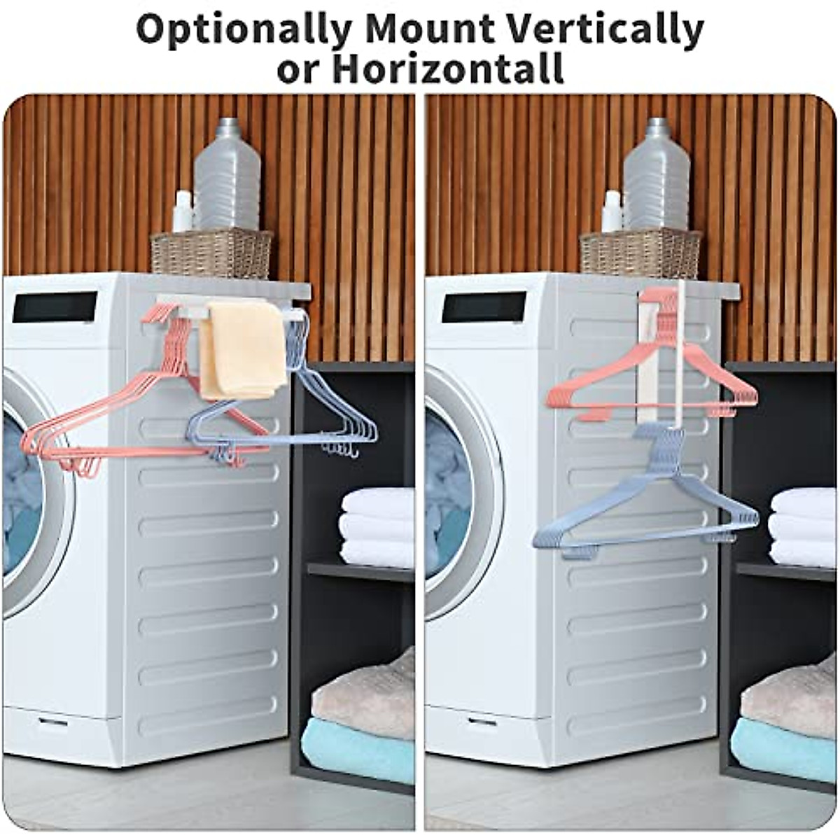 Magnetic Hanger Storage Rack,Wall Mount Clothes Rack Organizer for Washing Machine,Hanger Stacker for Closet Laundry Room,Space Saving Clothes Hanger Storage (White)