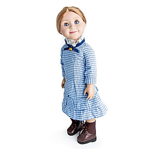 The Queen's Treasures 18 Inch Doll Clothes, Little House on The Prairie Authentic Set of 2 Laura & Mary Ingalls Check Dresses, Compatible for Use with American Girl Dolls