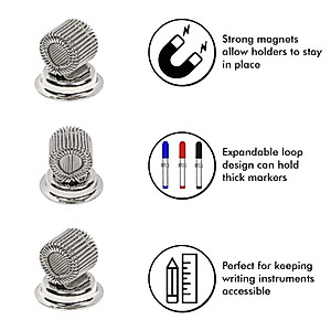 Magnetic Pen Holder Clips Refrigerator Magnet Pen Marker Clip Holder, Fridge Whiteboard Erase Board Bulletin Board Map Accessories (3 Magnet)
