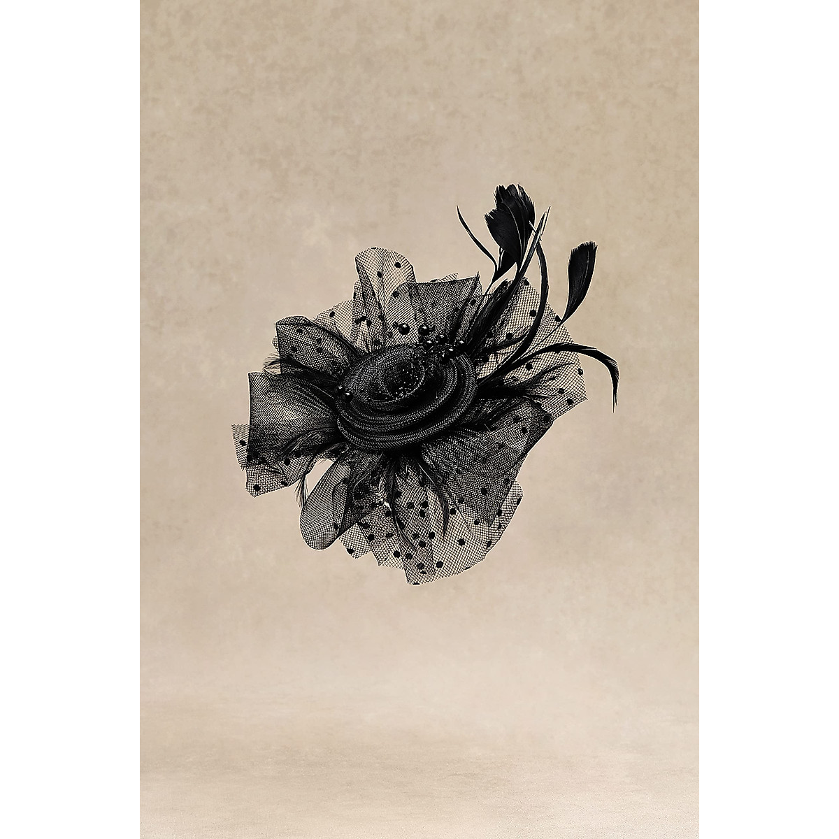 BABEYOND Fascinator Hats for Women Tea Party Kentucky Headband Derby Wedding Flower Feathers Hair Clip Black