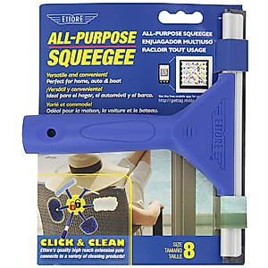 Ettore-17008 8-Inch All Purpose Window Squeegee with Lifetime Silicone Rubber Blade, Blue