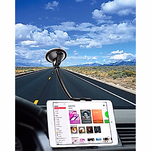 woleyi Windshield Car Tablet Mount, Car/Truck Window Dashboard Tablet Holder with Long Arm Suction Cup, Compatible with iPad Pro/Air/Mini, Galaxy Tab/Z Fold, iPhone, More 4-13" Cell Phones and Tablets