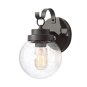 KSANA Outdoor Wall Lights Exterior, Rust-Proof Outside Lights for House Wall Mount with Bubble Glass, Spherical Outdoor Wall Sconce for Porch, Yards, Patio, Garden, Balcony, Hallway, Black Finish