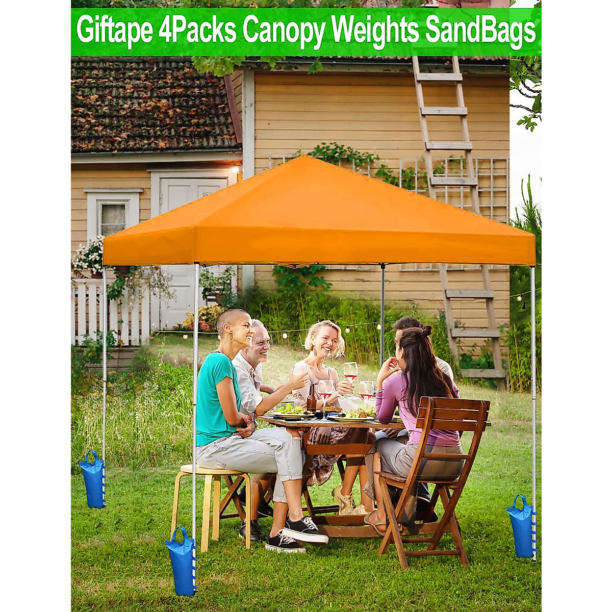 120LBS Extra Large Heavy Duty Canopy Weights Sand Bags for Ez Pop Up Canopy Tent Gazebo Outdoor Instant Sun Shelter Patio Umbrella, Upgraded 5 full-Sized Velcro, 2 Nylon Handles and Storage Bag, 4Pack