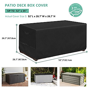 Kovshuiwe Deck Box Cover 52" L x 26.7" W x 26.7" H- Heavy Duty 600D Polyester Oxford Deck Box to Protect Large, 100% Waterproof Deck Box Cover, Outdoor Rectangular Storage Bench Covers