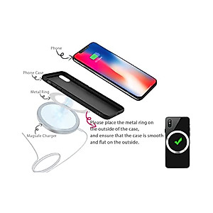 Wannap Magnetic Wireless Charger Universal Metal Rings,for MagSafe-Compatible Charger on iPhone 13/12 Pro/Max/Mini Case and Samsung Galaxy (Black - 5pcs)